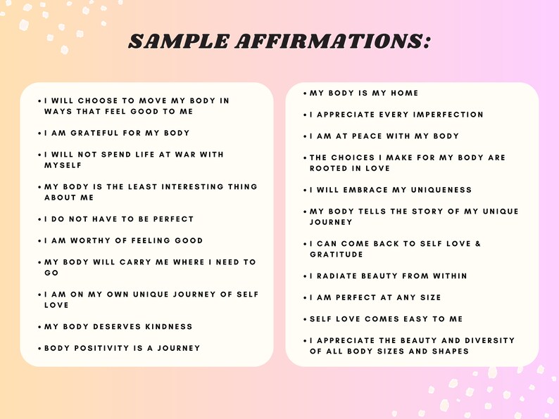 Body Positive Affirmation Cards, Printable, Body Image, Positive ...