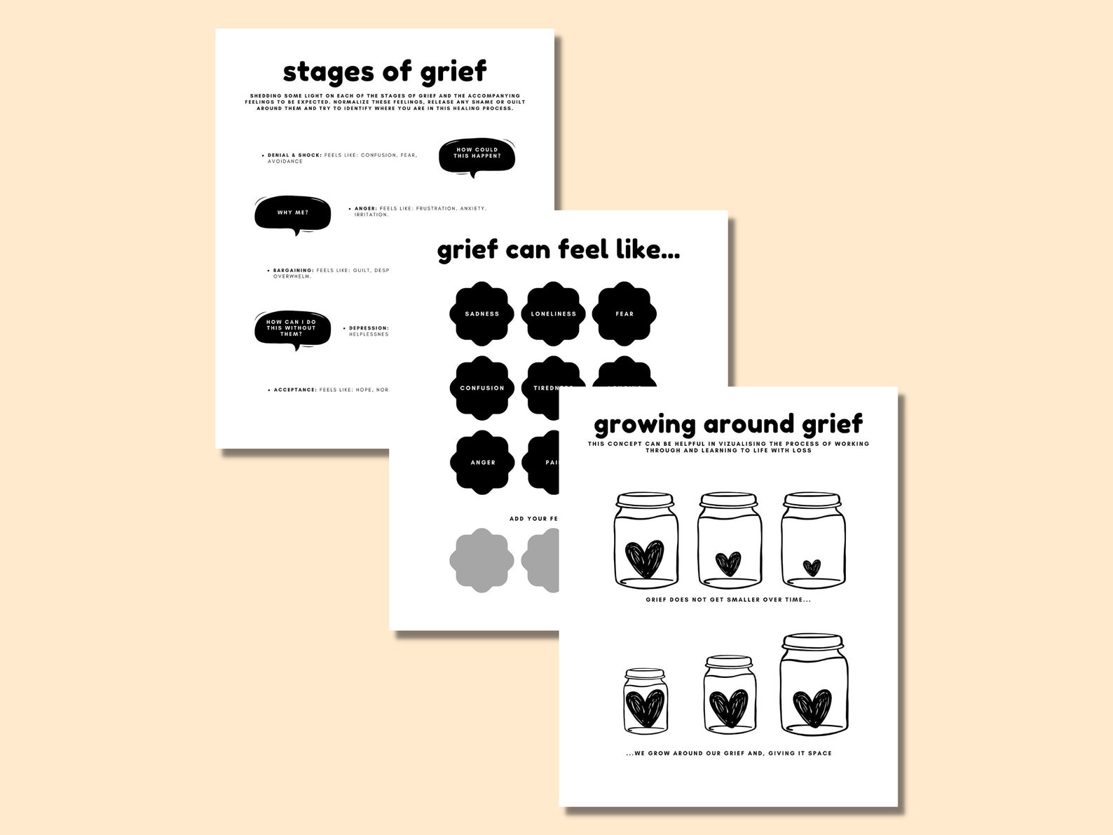 Grief Worksheets, Self Care Workbook, Grief Therapy Journal, Processing ...