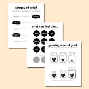 Grief Worksheets, Self Care Workbook, Grief Therapy Journal, Processing Grief, Healing Worksheet ...