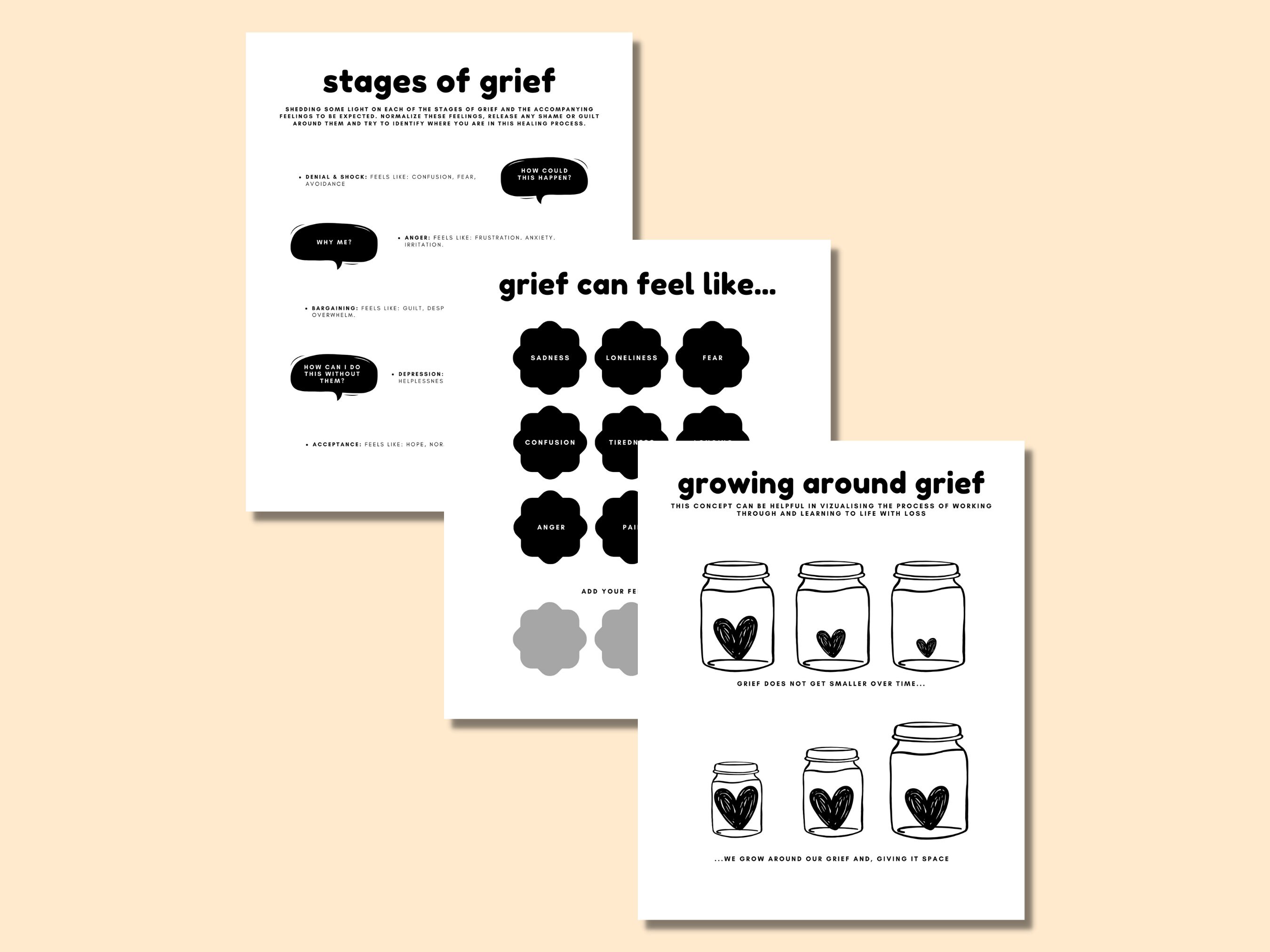 Grief Worksheets, Self Care Workbook, Grief Therapy Journal, Processing ...