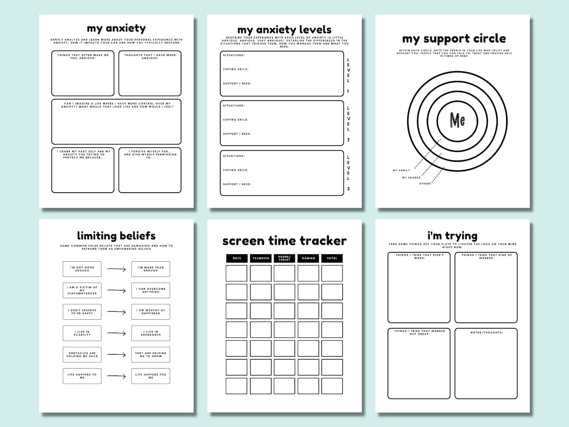 Anxiety Worksheets for Teens, Workbook, Teen Anxiety Journal, Anxiety ...