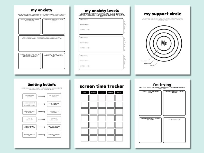 Anxiety Worksheets for Teens, Workbook, Teen Anxiety Journal, Anxiety ...