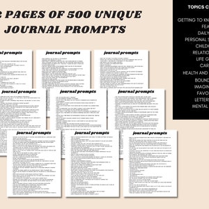 500 Journal Prompts, Journal Prompts for Mental Health, Beginners, Deep ...