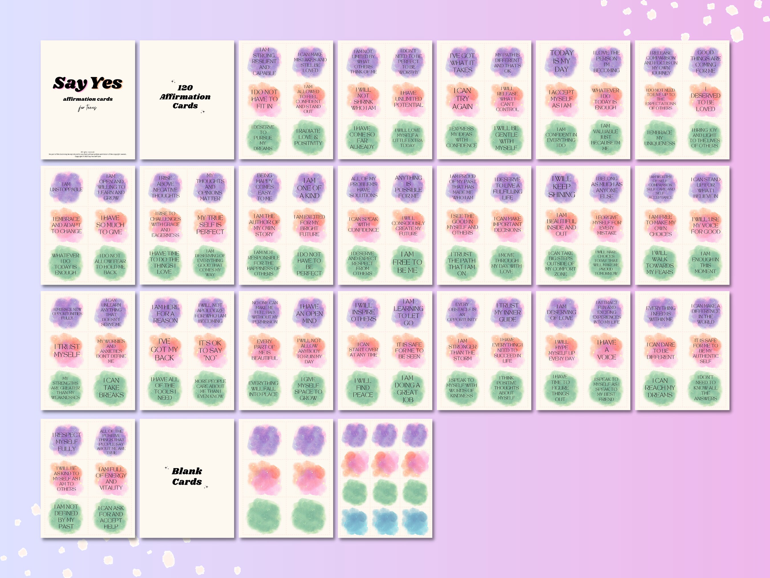 120 Affirmation Cards for Teens, Printable, Positive Affirmations for ...