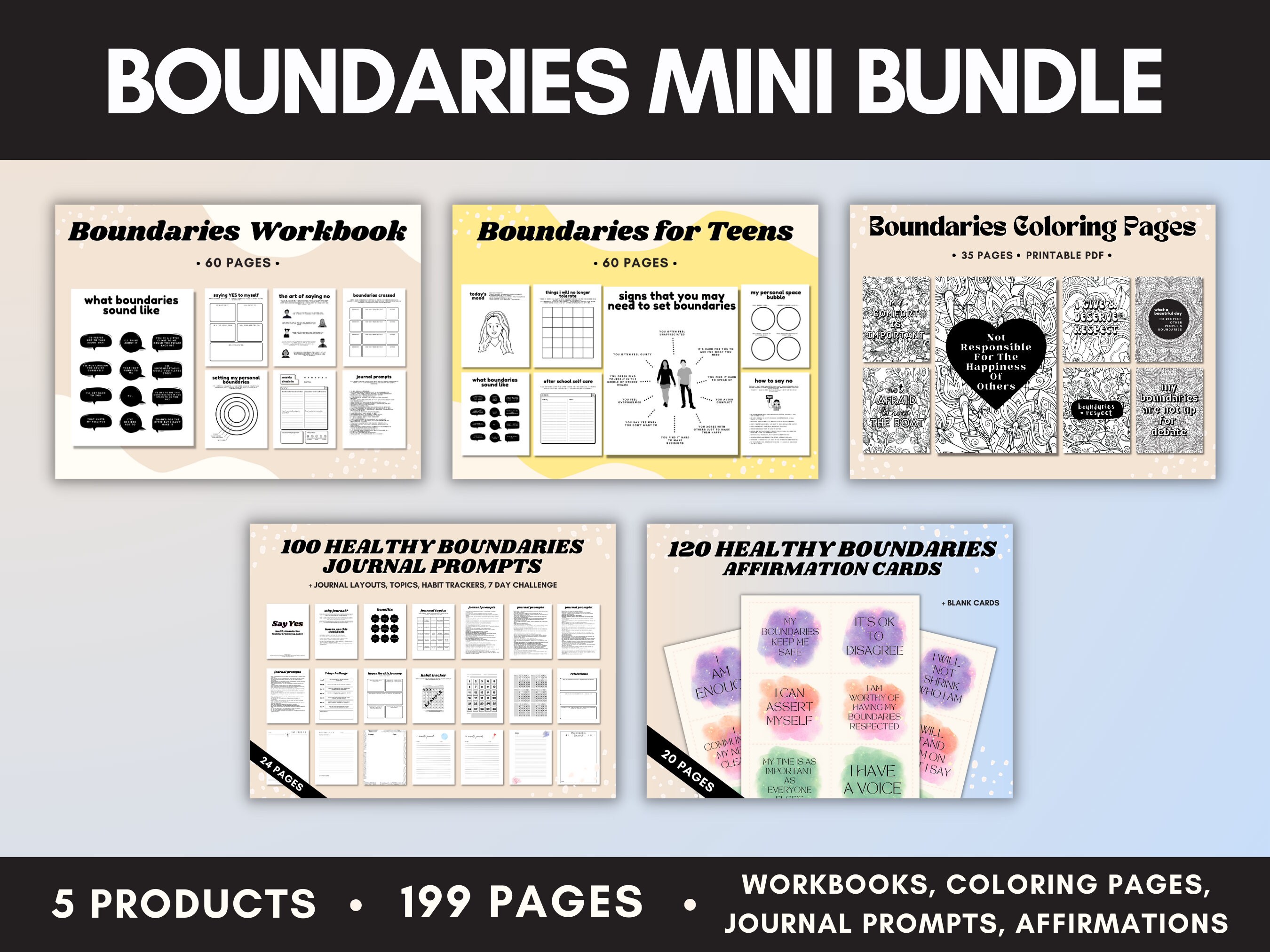 Boundaries Mini Bundle, Setting Healthy Boundaries, Boundaries Journal ...