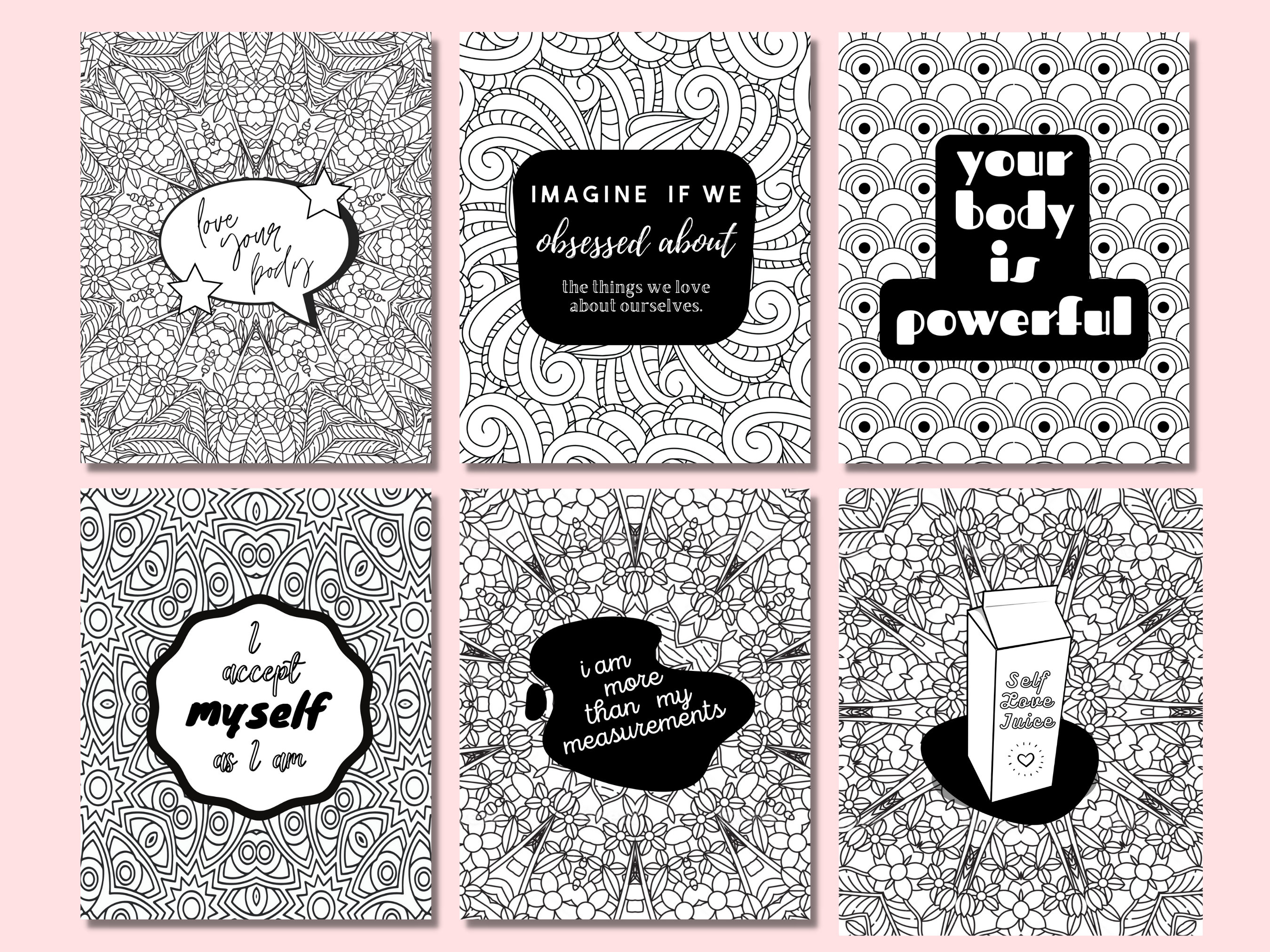 Body Positivity Coloring Pages, Body Image, Body Acceptance, Mental ...