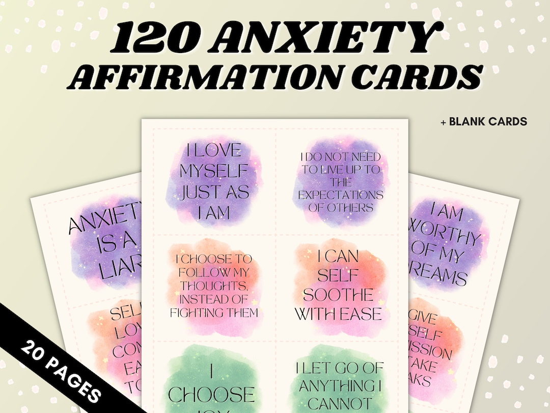 Anxiety Affirmation Cards, Printable, Anxiety Relief, Positive ...