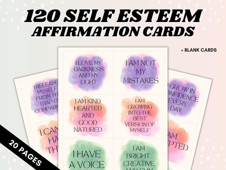Self Esteem Affirmation Cards, Printable, Confidence, Positive ...