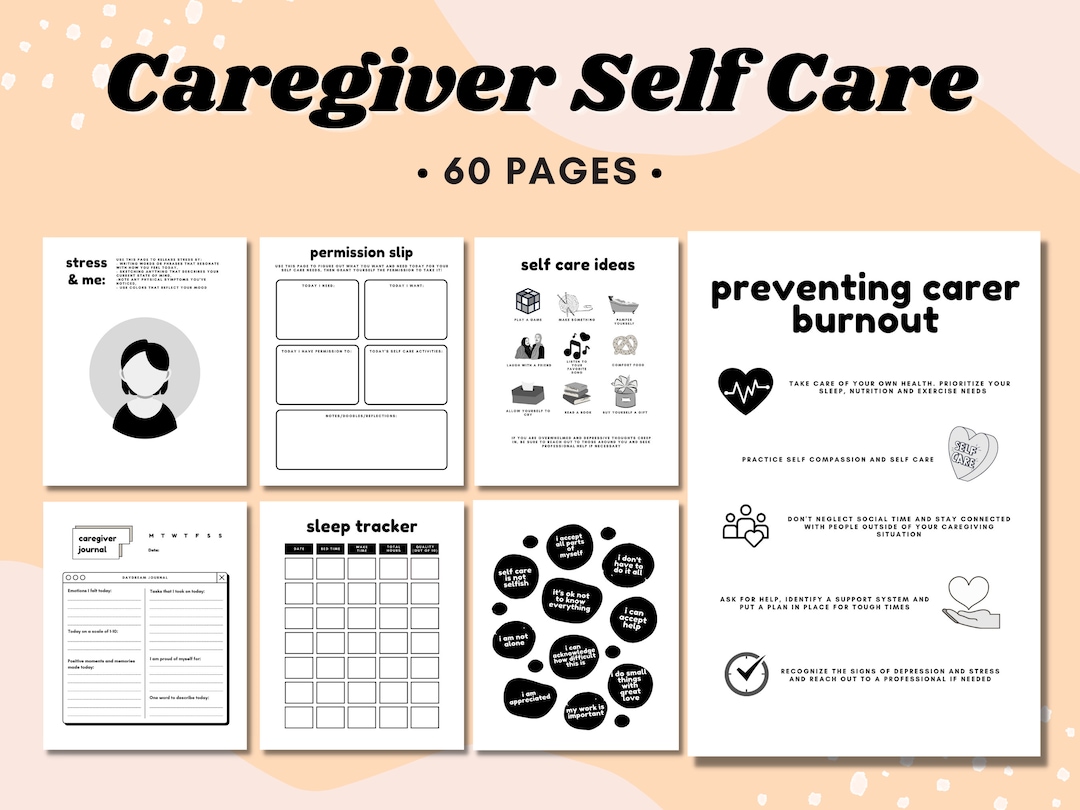 Caregiver Self Care Workbook, Caregiver Journal, Mental Health, Therapy ...