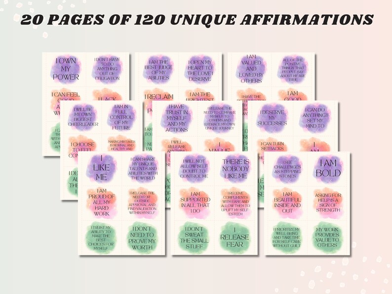 Self Esteem Affirmation Cards, Printable, Confidence, Positive ...