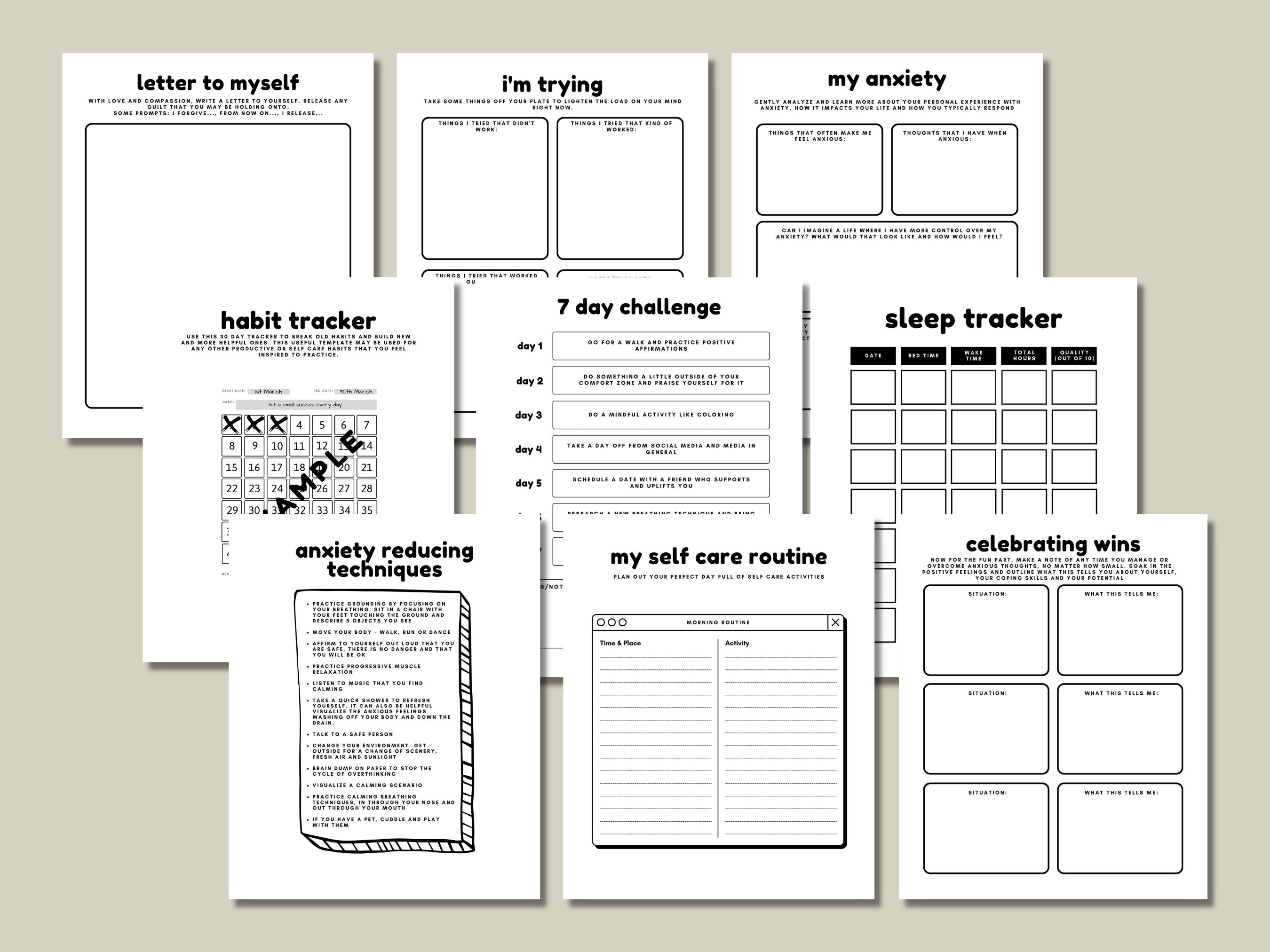 Anxiety Worksheets, Workbook, Anxiety Journal, Anxiety Relief ...