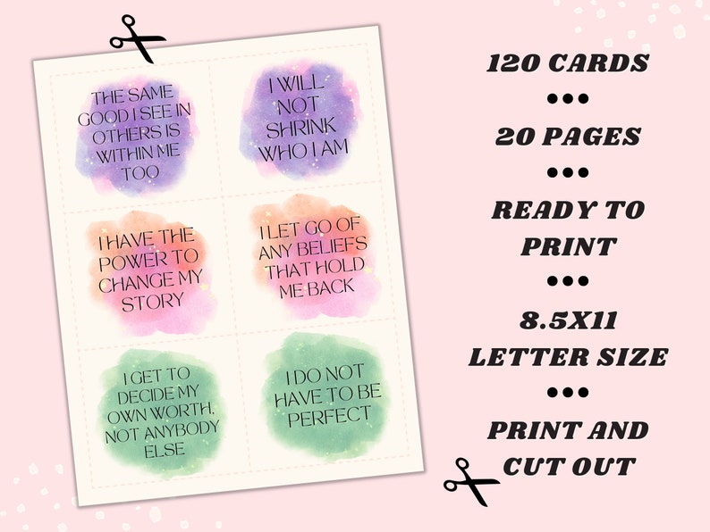120 Affirmation Cards, Printable, Positive Affirmations for Women, for ...