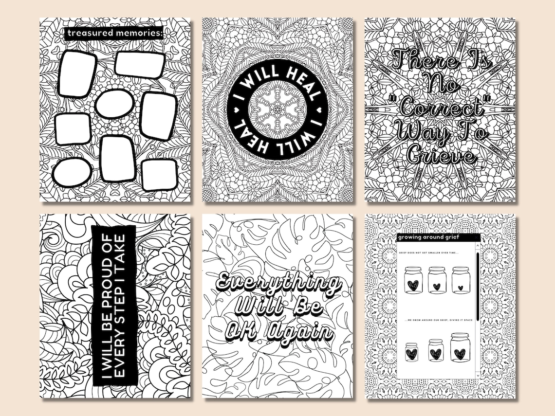 Grief Coloring Pages, Mental Health Coloring Pages, Coloring Pages for ...