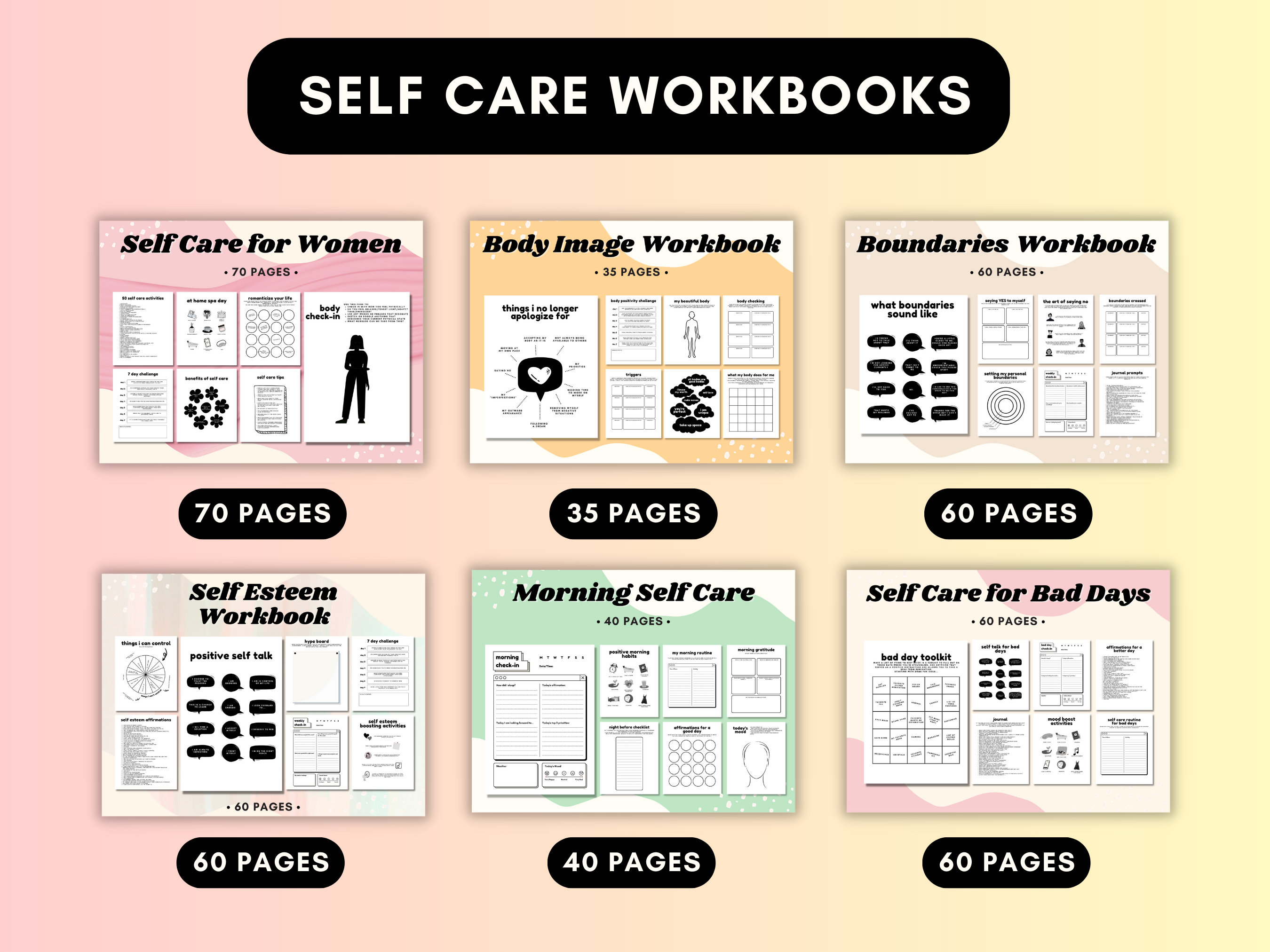 Self Care Mega Bundle, Self Care Workbook, Mental Health, Self Care for ...