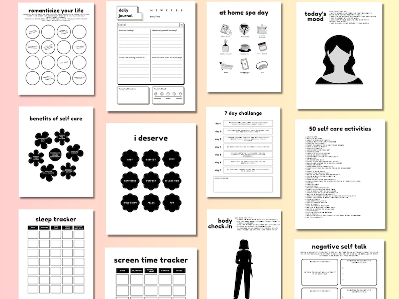 Self Care Mega Bundle, Self Care Workbook, Mental Health, Self Care for ...