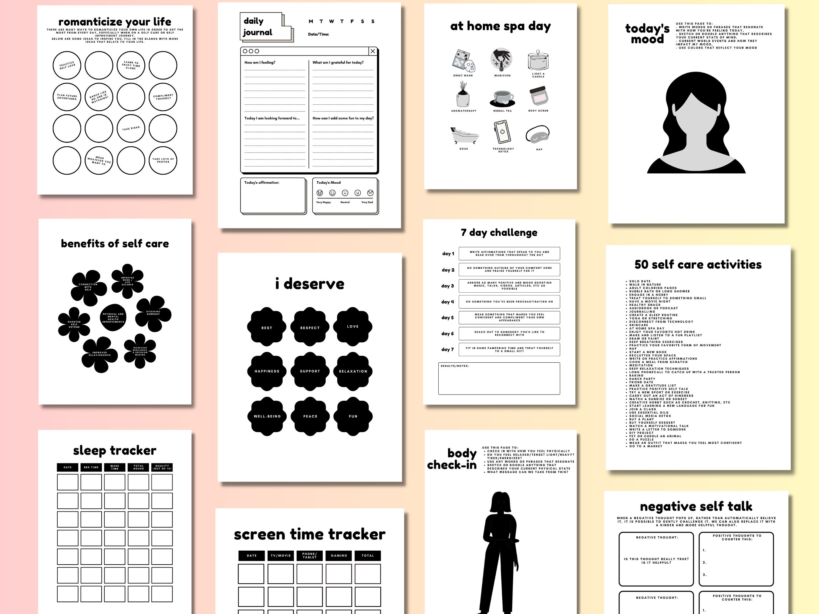 Self Care Mega Bundle, Self Care Workbook, Mental Health, Self Care for ...