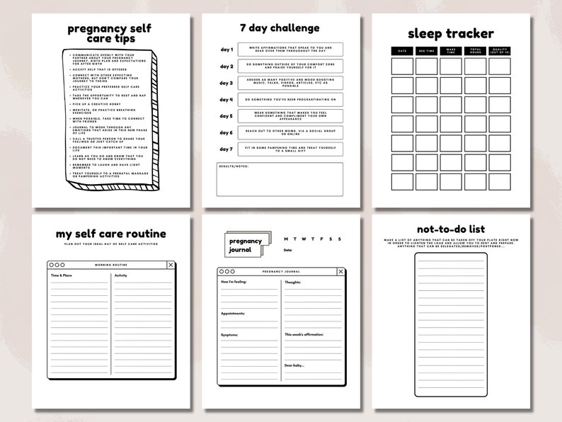 Mom to Be Self Care Workbook, Pregnancy Journal, Pregnancy Bundle ...