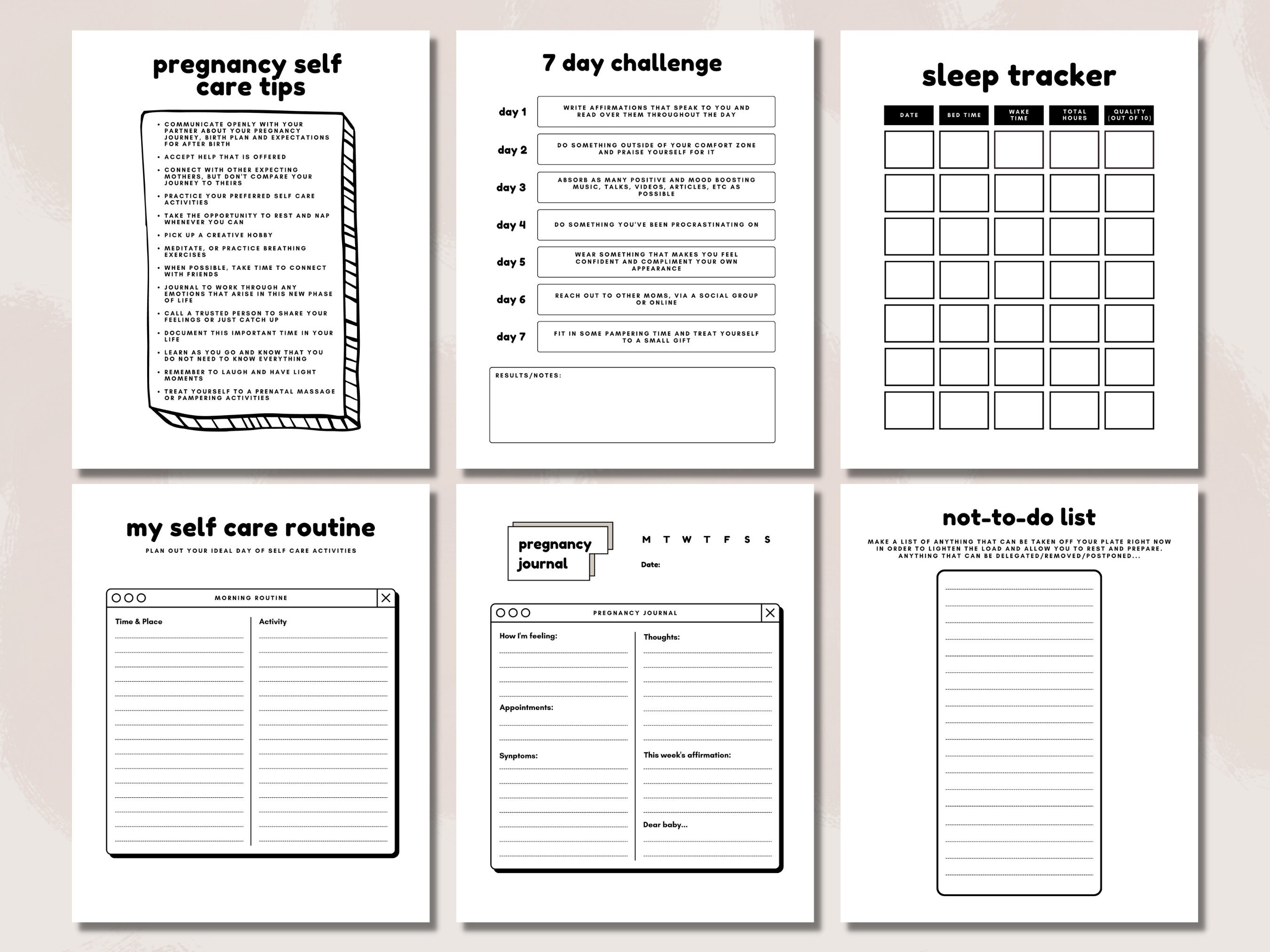 Mom to Be Self Care Workbook, Pregnancy Journal, Pregnancy Bundle ...