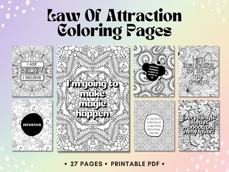 Law of Attraction Coloring Pages, Manifestation Coloring Book, Coloring ...