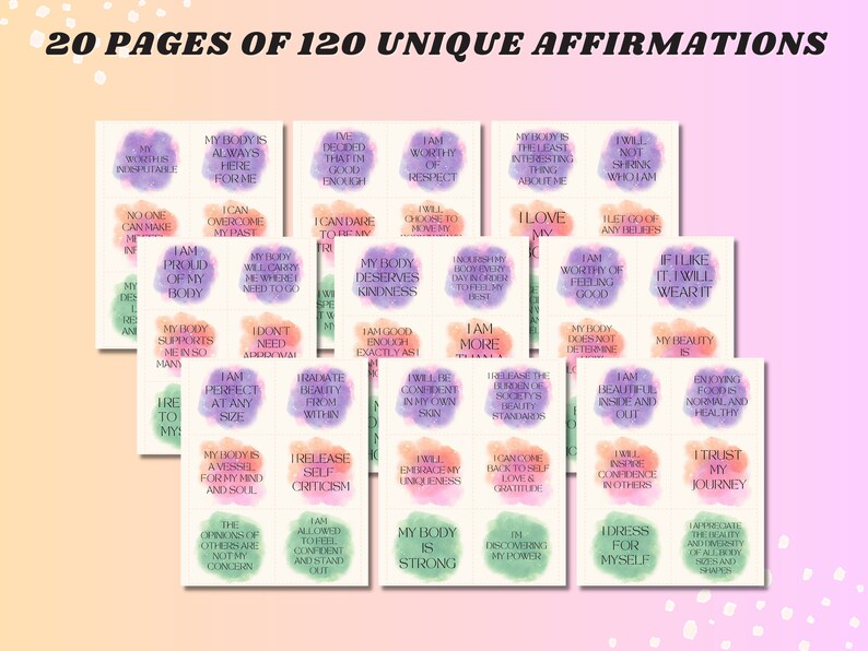 Body Positive Affirmation Cards, Printable, Body Image, Positive ...