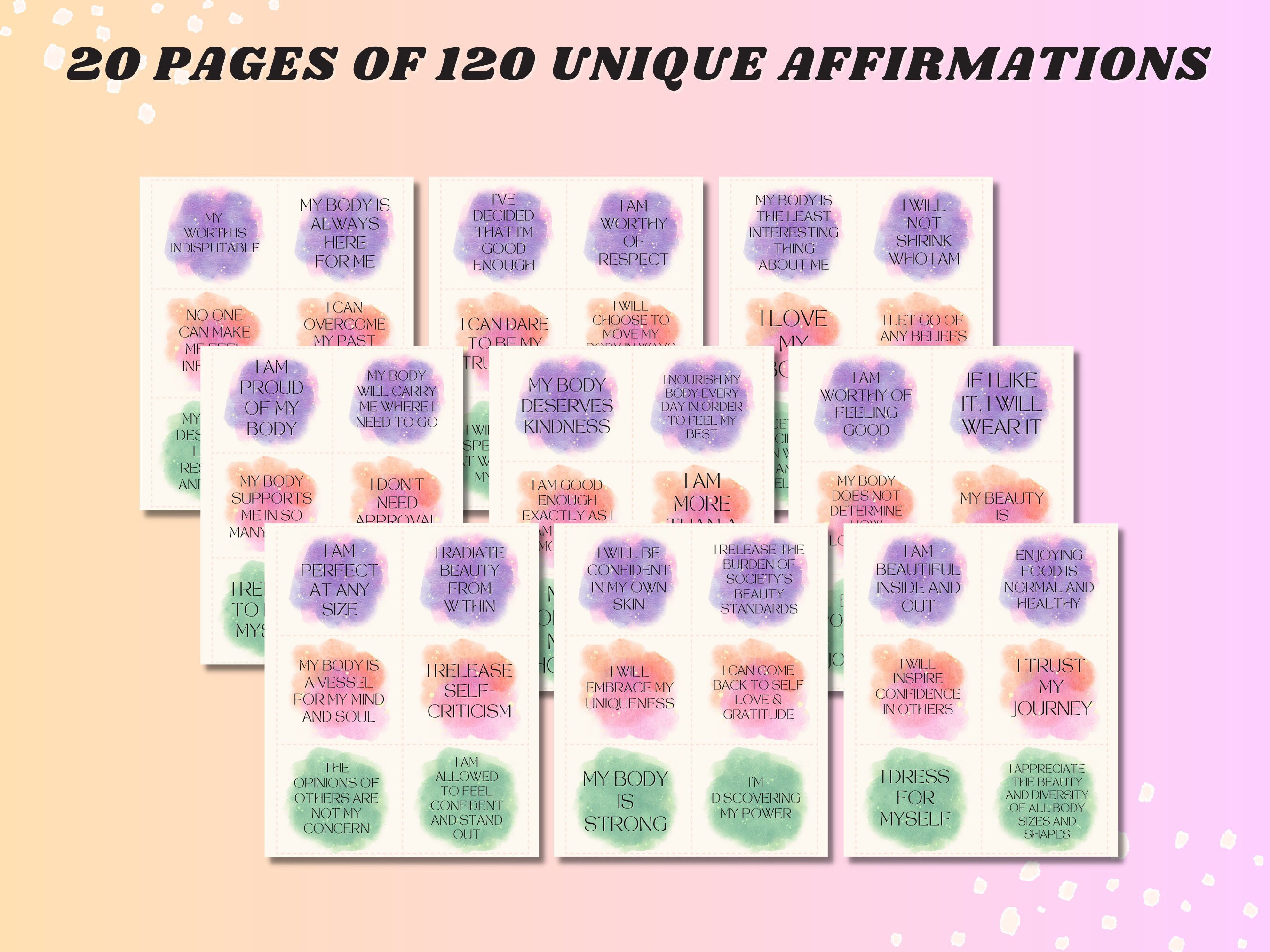 Body Positive Affirmation Cards, Printable, Body Image, Positive ...