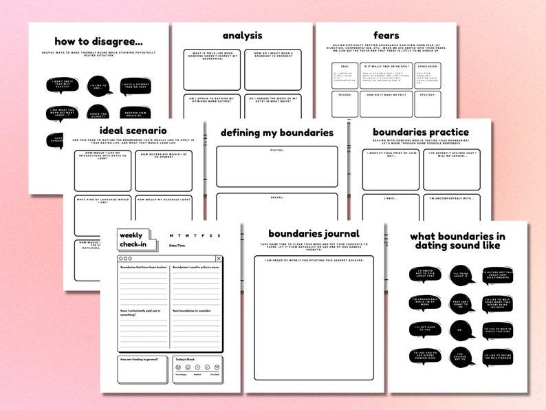 Boundaries in Dating Workbook Bundle, Relationship Boundaries Journal ...