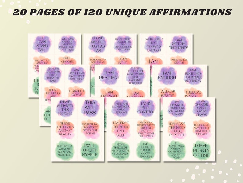 Anxiety Affirmation Cards, Printable, Anxiety Relief, Positive ...