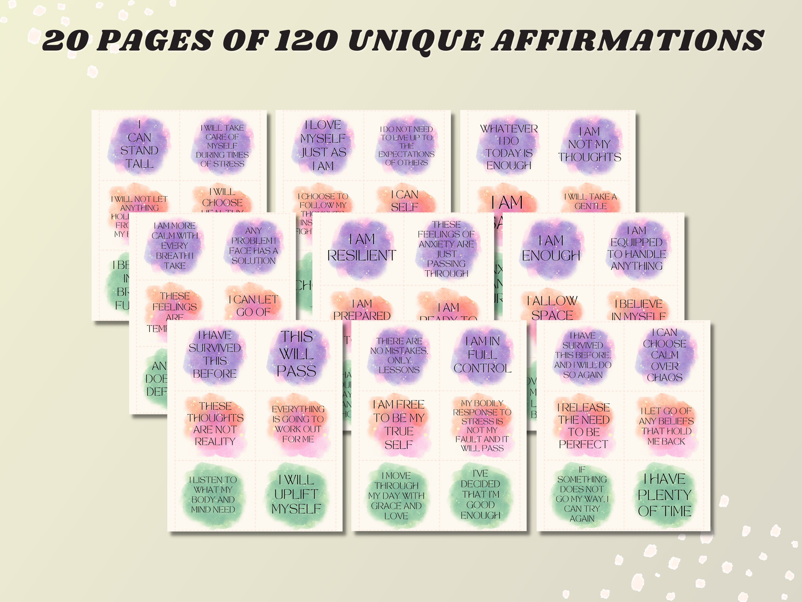 Anxiety Affirmation Cards, Printable, Anxiety Relief, Positive ...