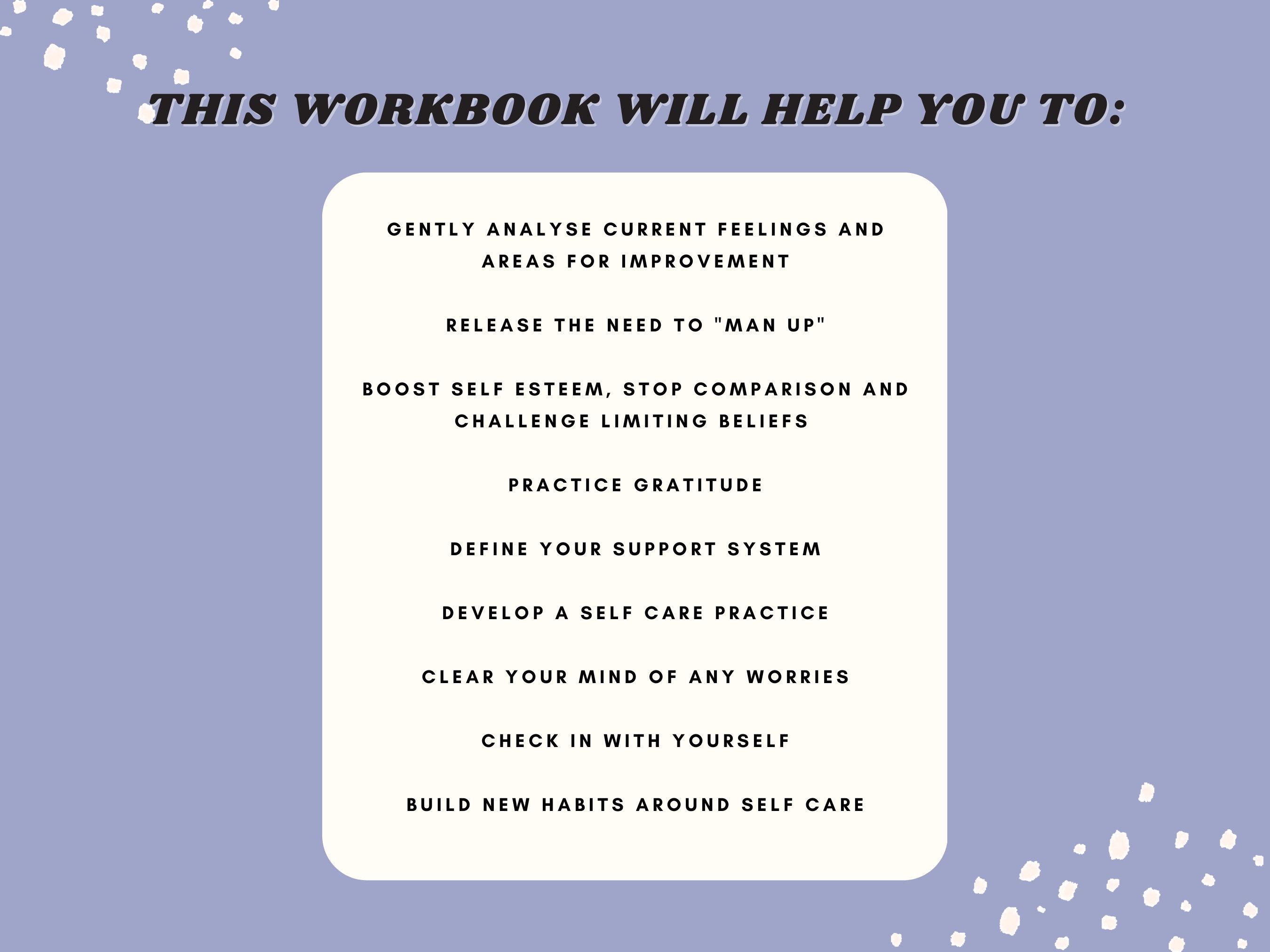 Self Care for Men Workbook, Men's Mental Health, Male Self Care ...