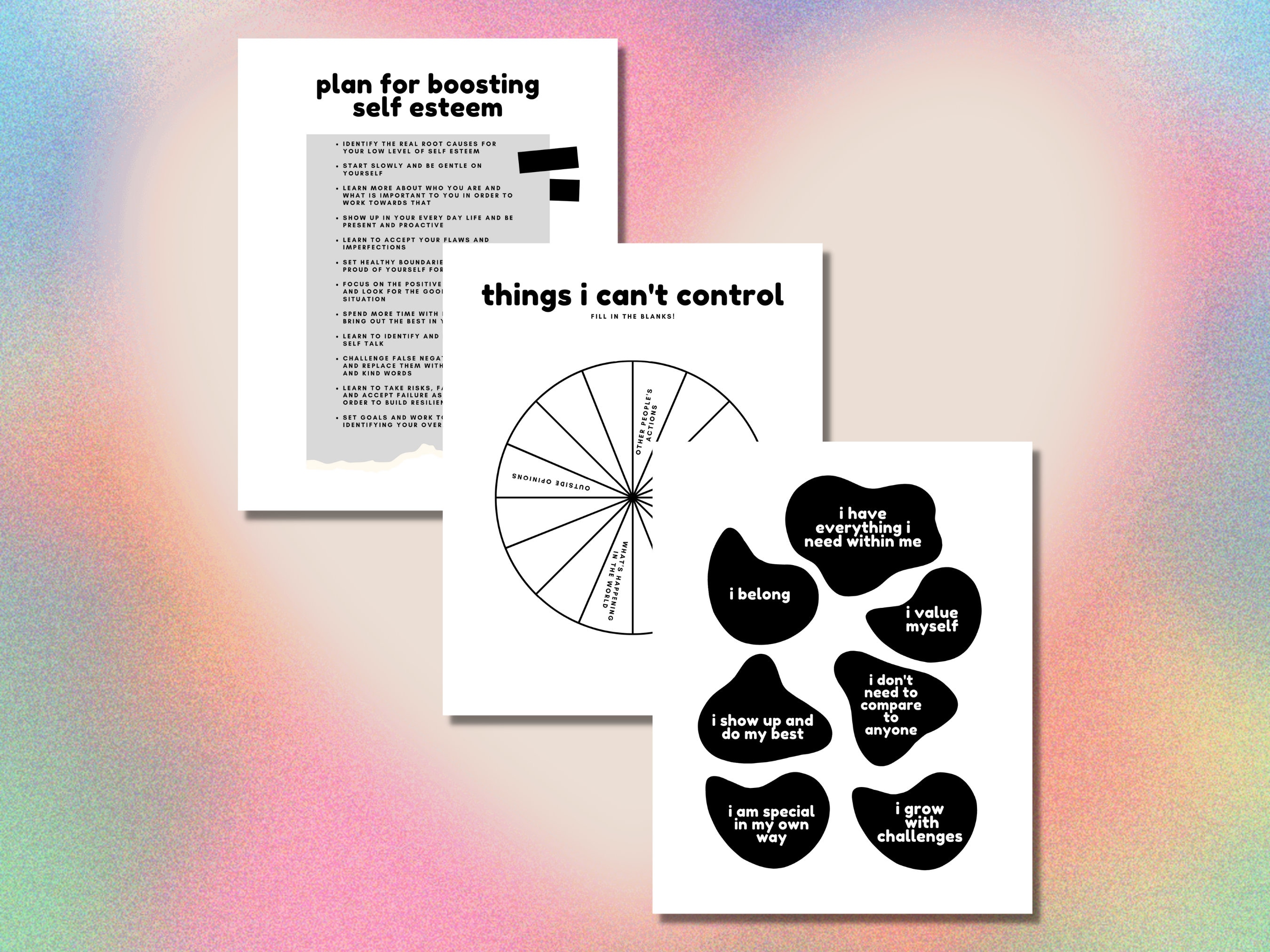 Self Esteem for Teens Worksheets, Workbook, Self Esteem Journal, Low ...