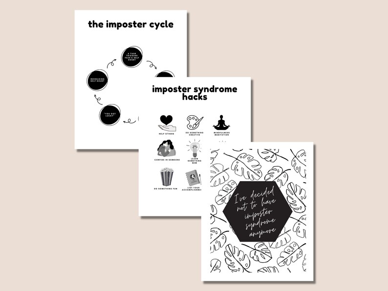 Imposter Syndrome Worksheets Workbook Self Esteem Inner - Etsy