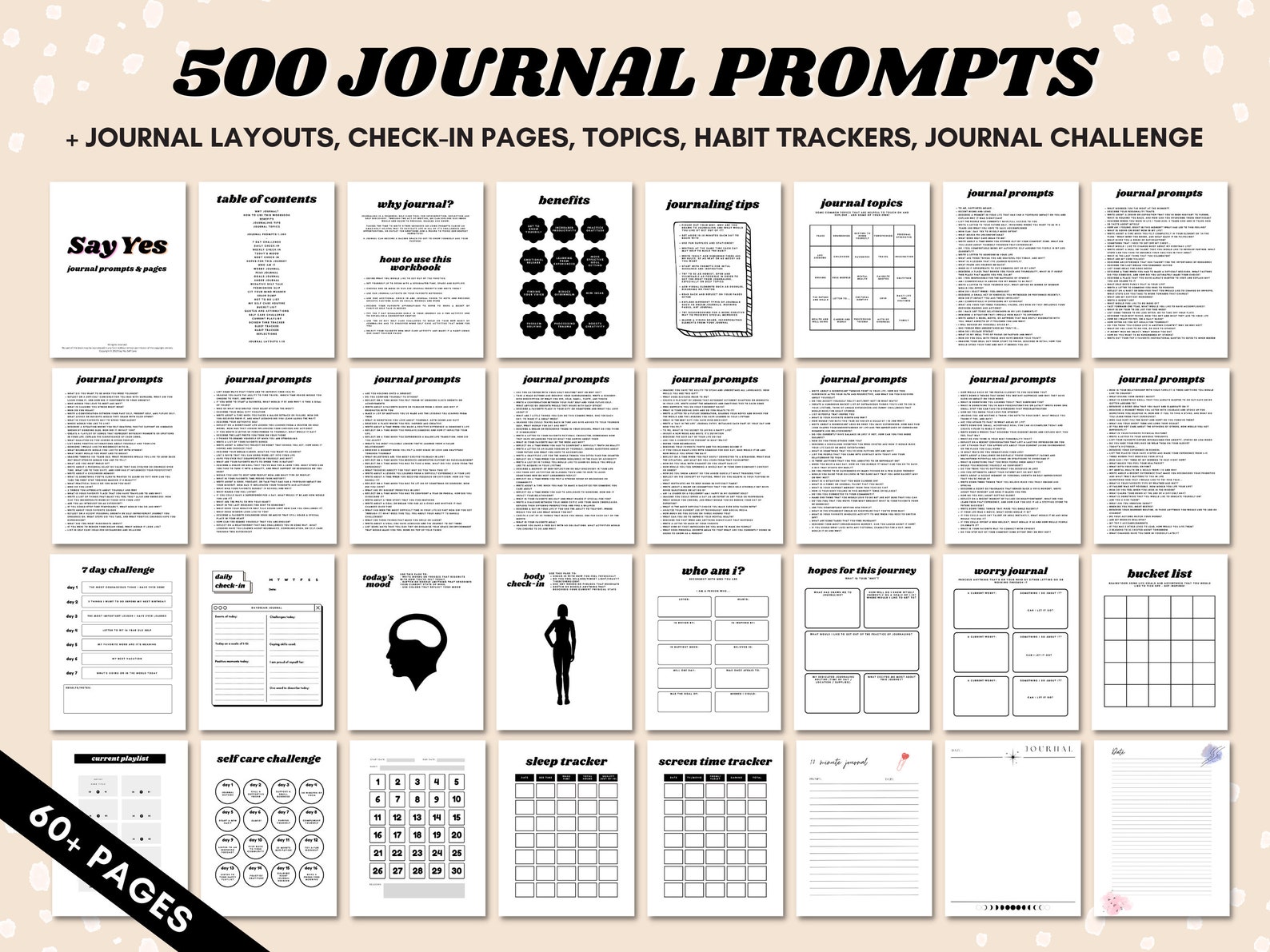 500 Journal Prompts, Journal Prompts for Mental Health, Beginners, Deep ...