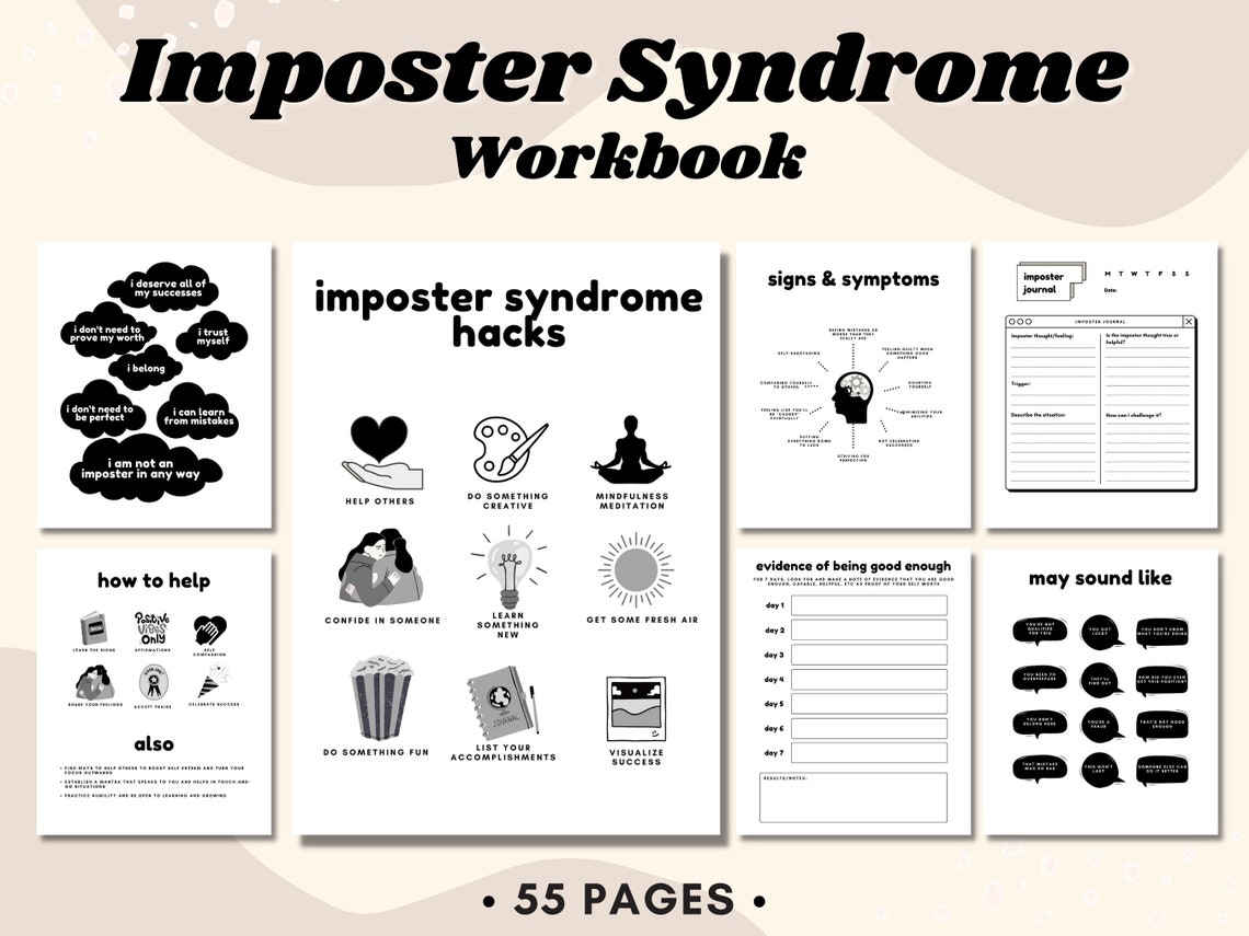 Imposter Syndrome Worksheets Workbook Self Esteem Inner - Etsy