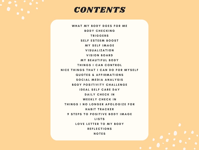 Body Image Workbook, Body Positive Worksheets, Body Acceptance, Healing ...