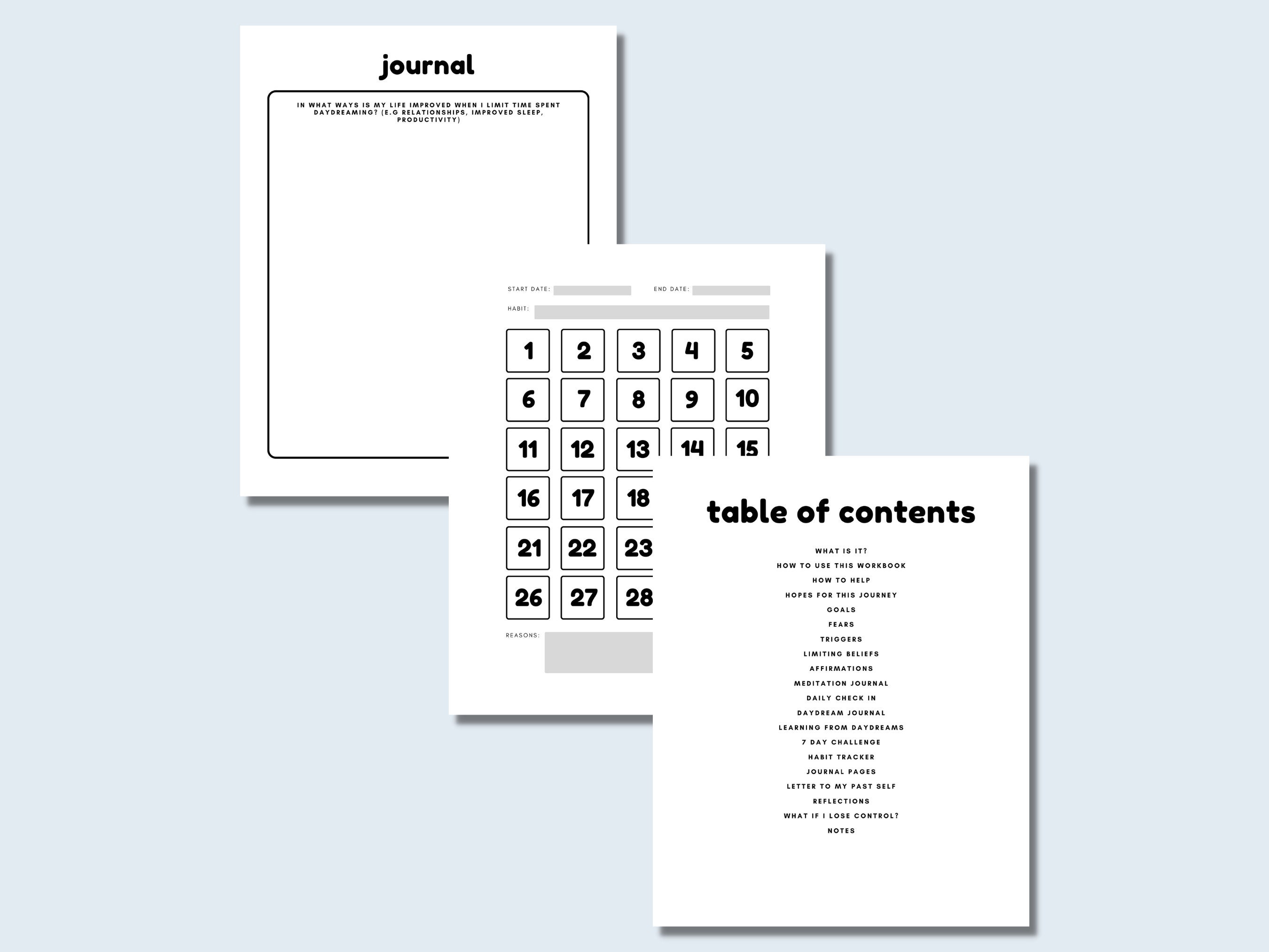 Maladaptive Daydreaming Worksheets, Workbook, Trigger Journal, Therapy ...