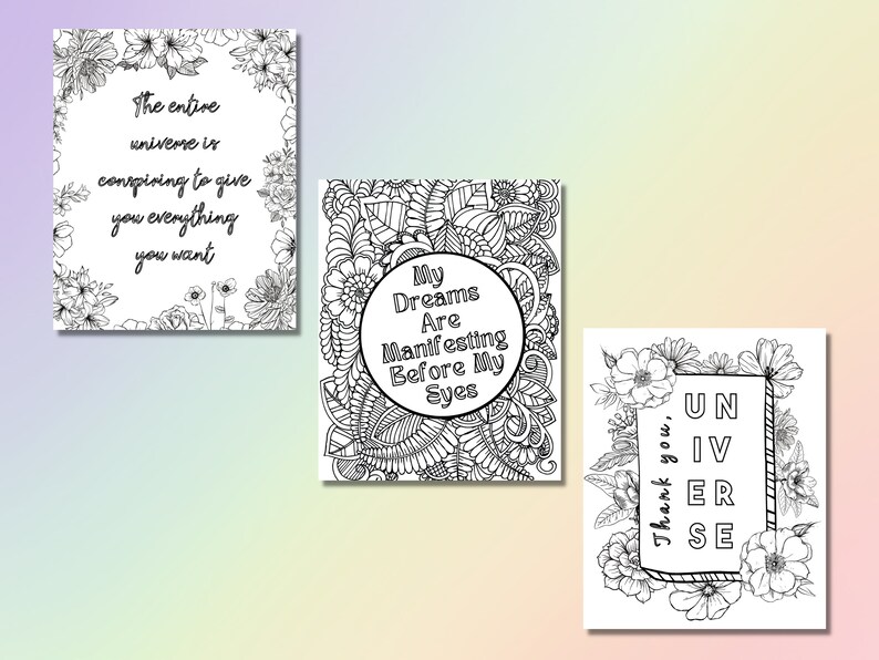Law of Attraction Coloring Pages, Manifestation Coloring Book, Coloring ...