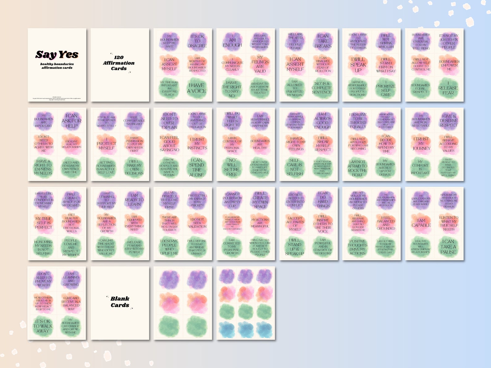 Boundaries Affirmation Cards, Printable, Setting Healthy Boundaries, Positive Affirmations for ...