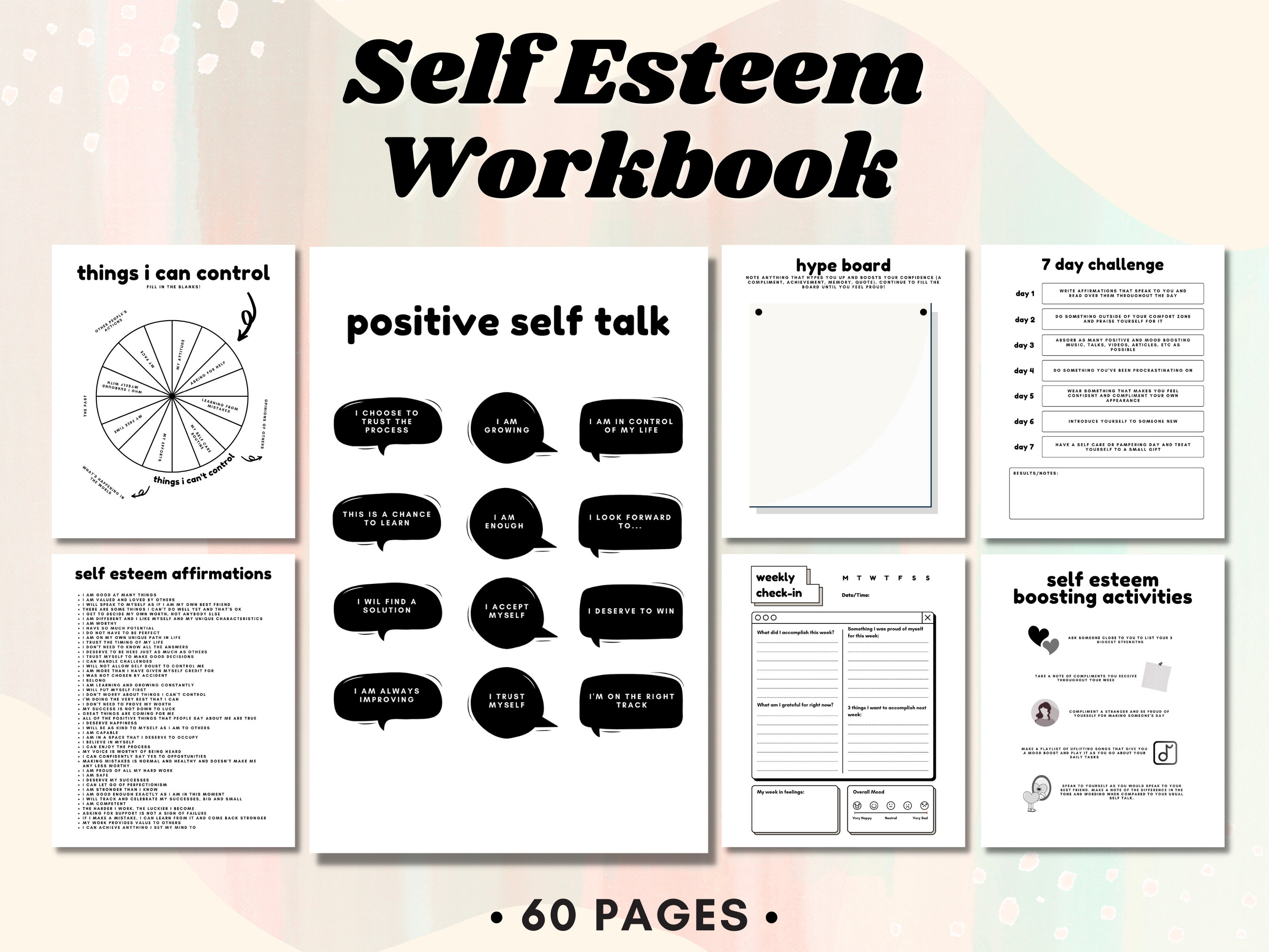 Self Esteem Worksheets Workbook Self Esteem Journal Low Etsy