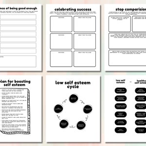 Self Esteem Worksheets, Workbook, Self Esteem Journal, Low Self Esteem ...