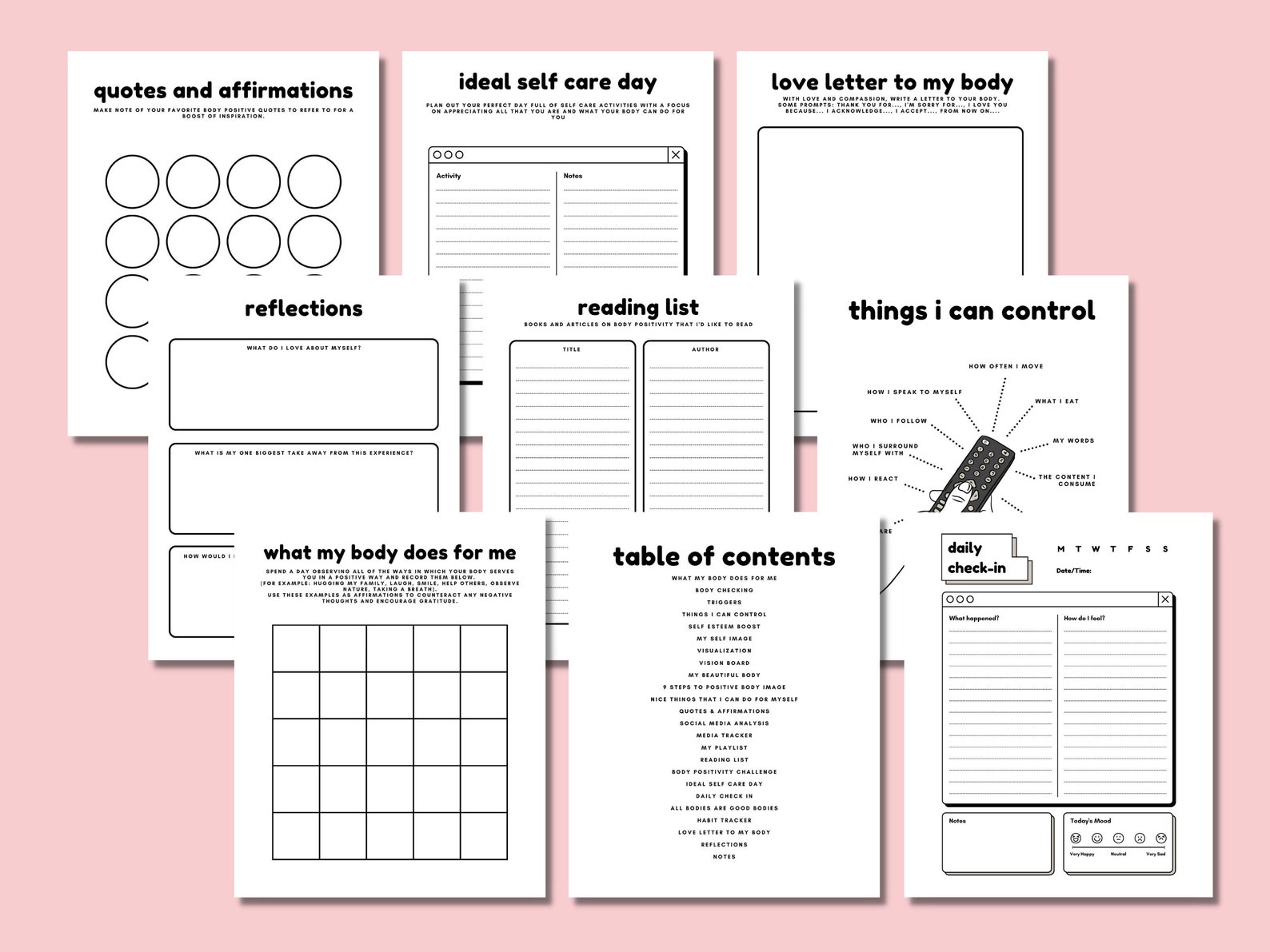 Teen Body Image Workbook, Body Positive Worksheets, Body Acceptance ...