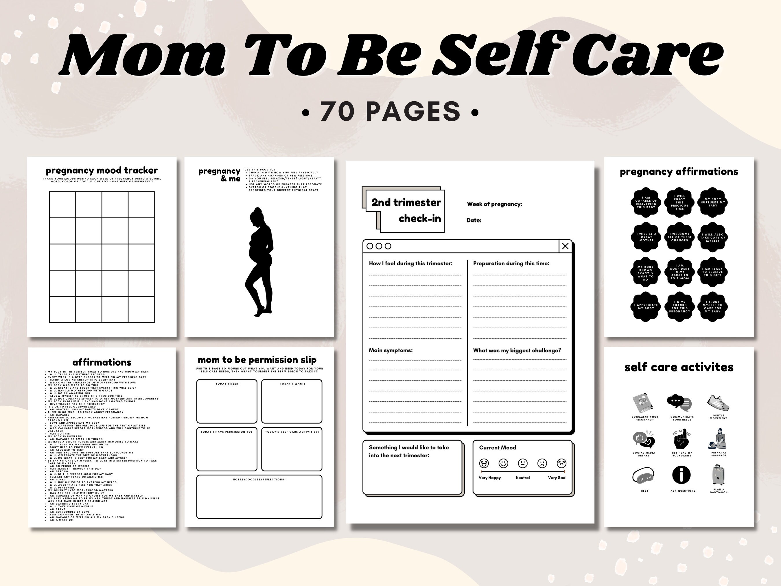 Mom to Be Self Care Workbook, Pregnancy Journal, Pregnancy Bundle ...