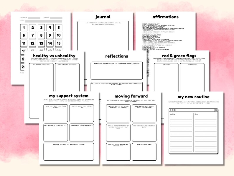 Breakup Self Care Workbook, Breakup Journal, Toxic Relationship ...