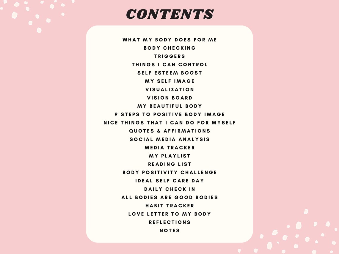 Teen Body Image Workbook, Body Positive Worksheets, Body Acceptance ...