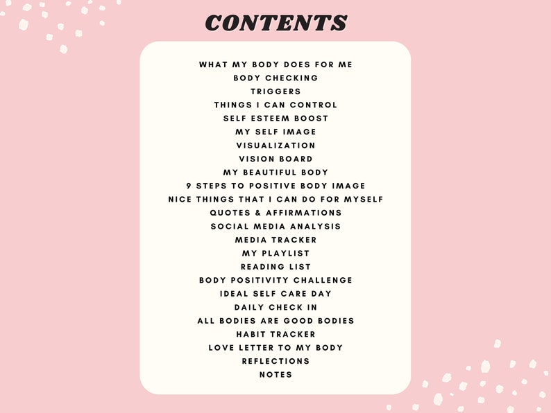 Teen Body Image Workbook, Body Positive Worksheets, Body Acceptance ...