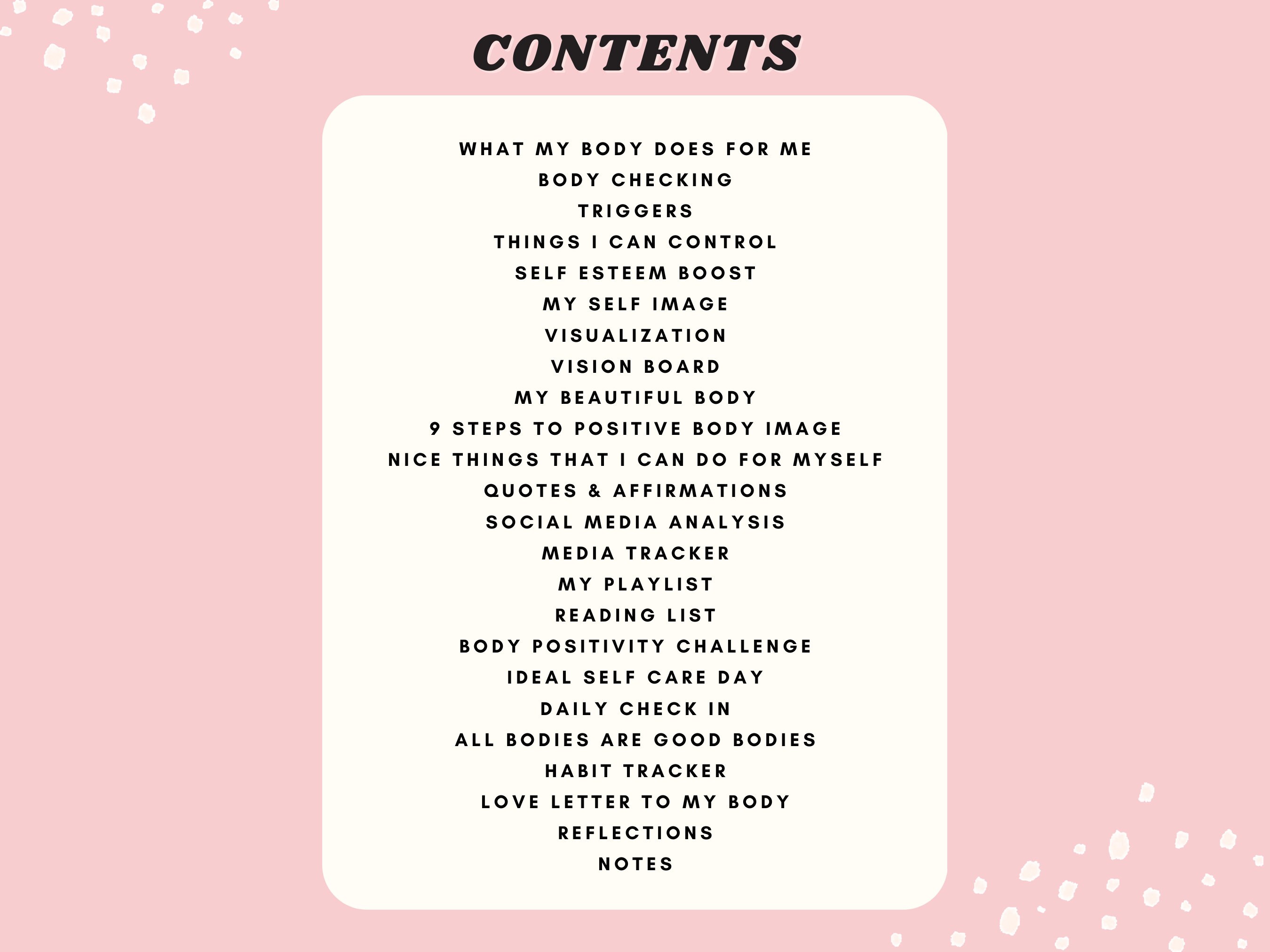 Teen Body Image Workbook, Body Positive Worksheets, Body Acceptance ...