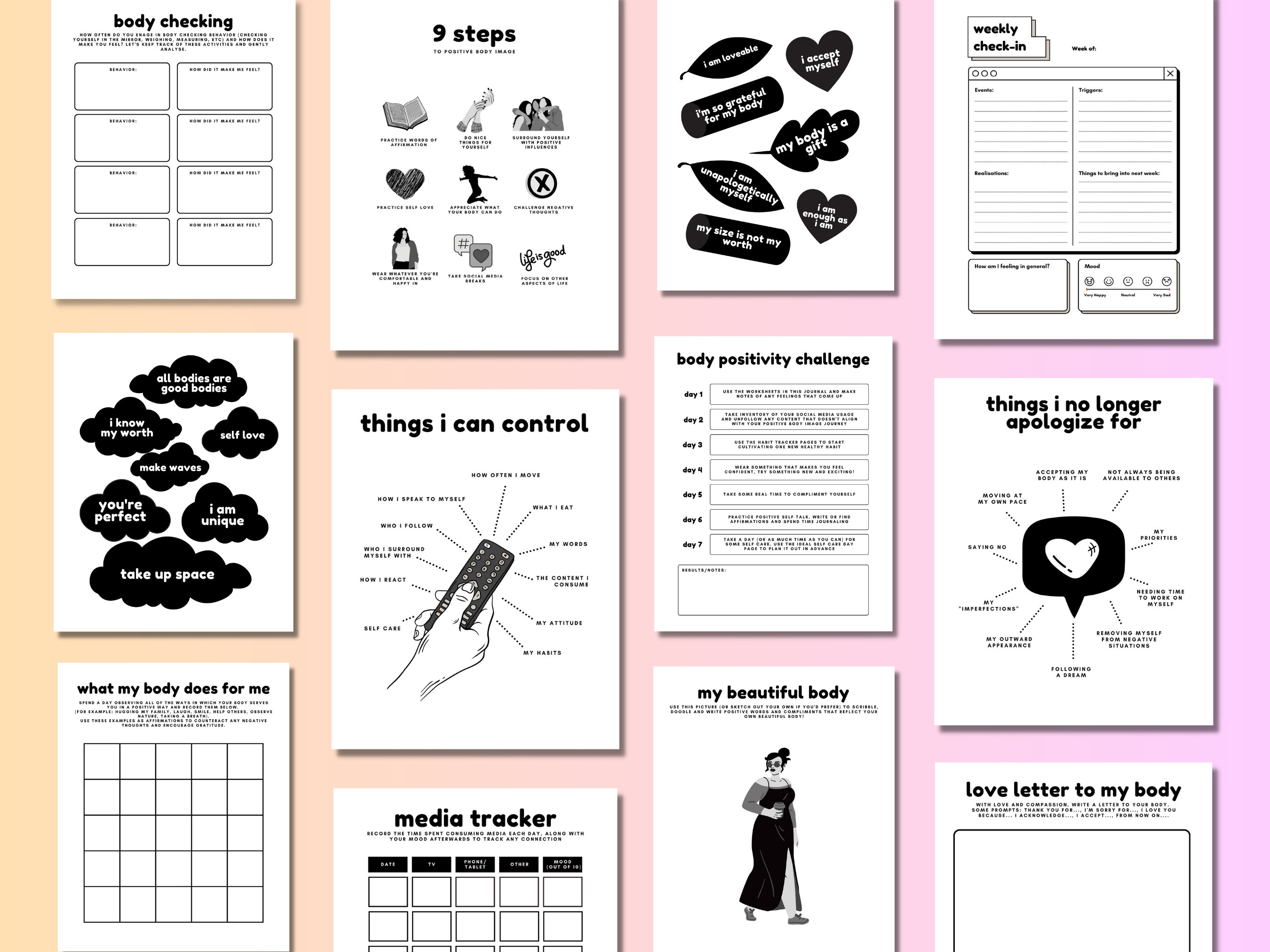 Body Image Bundle, Body Positive Workbook, Teen Body Image, Body ...