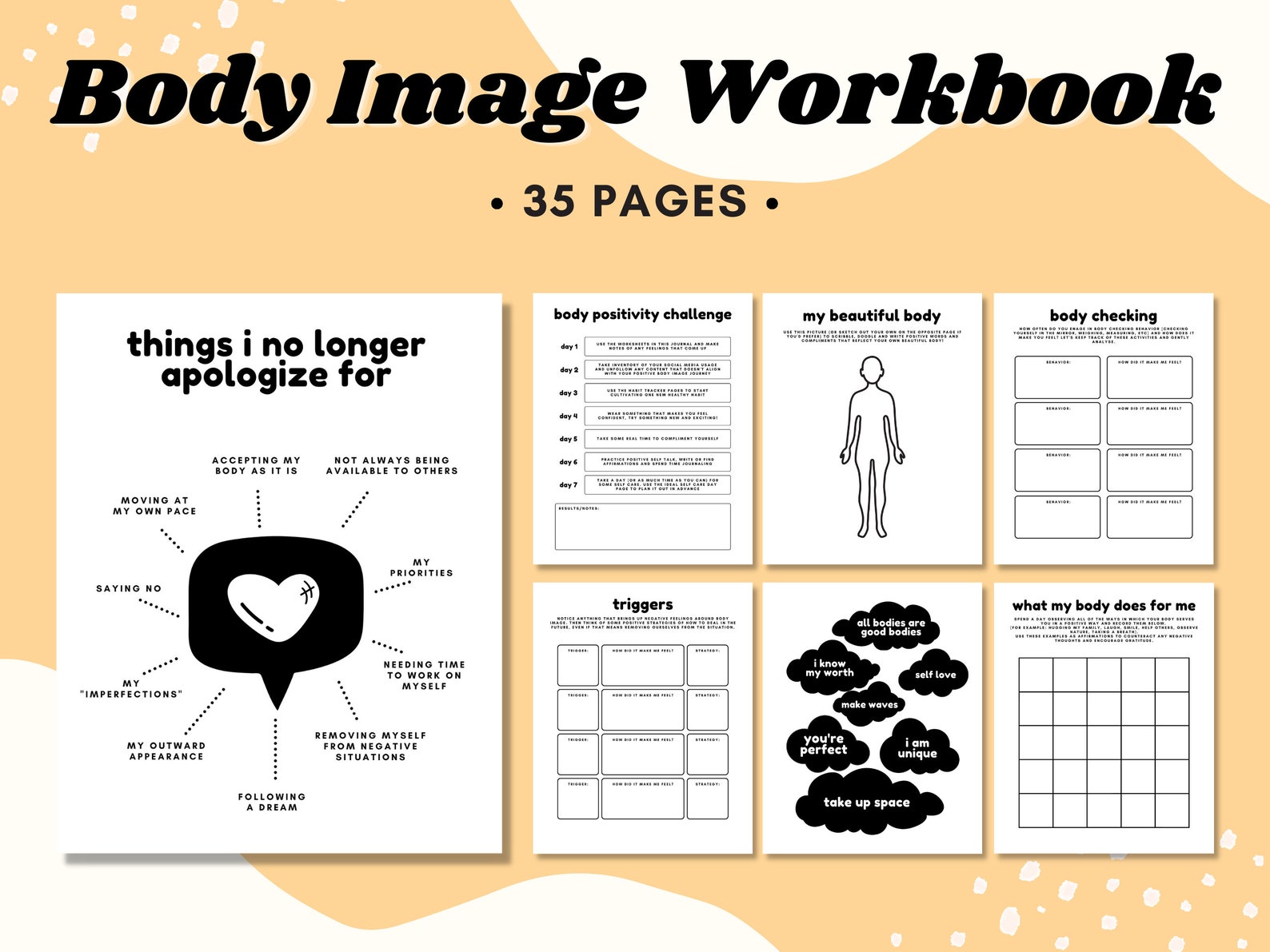 Body Image Workbook, Body Positive Worksheets, Body Acceptance, Healing ...