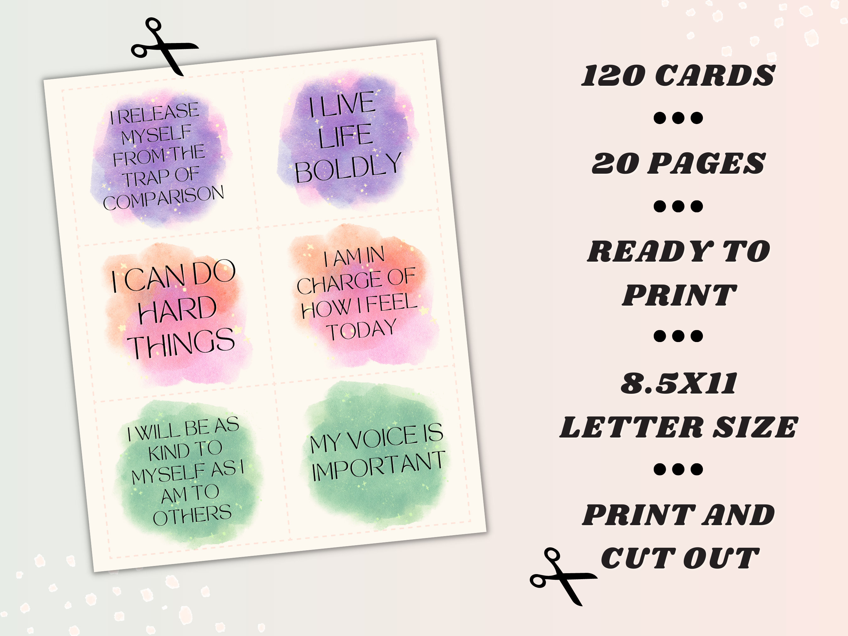 Self Esteem Affirmation Cards, Printable, Confidence, Positive ...