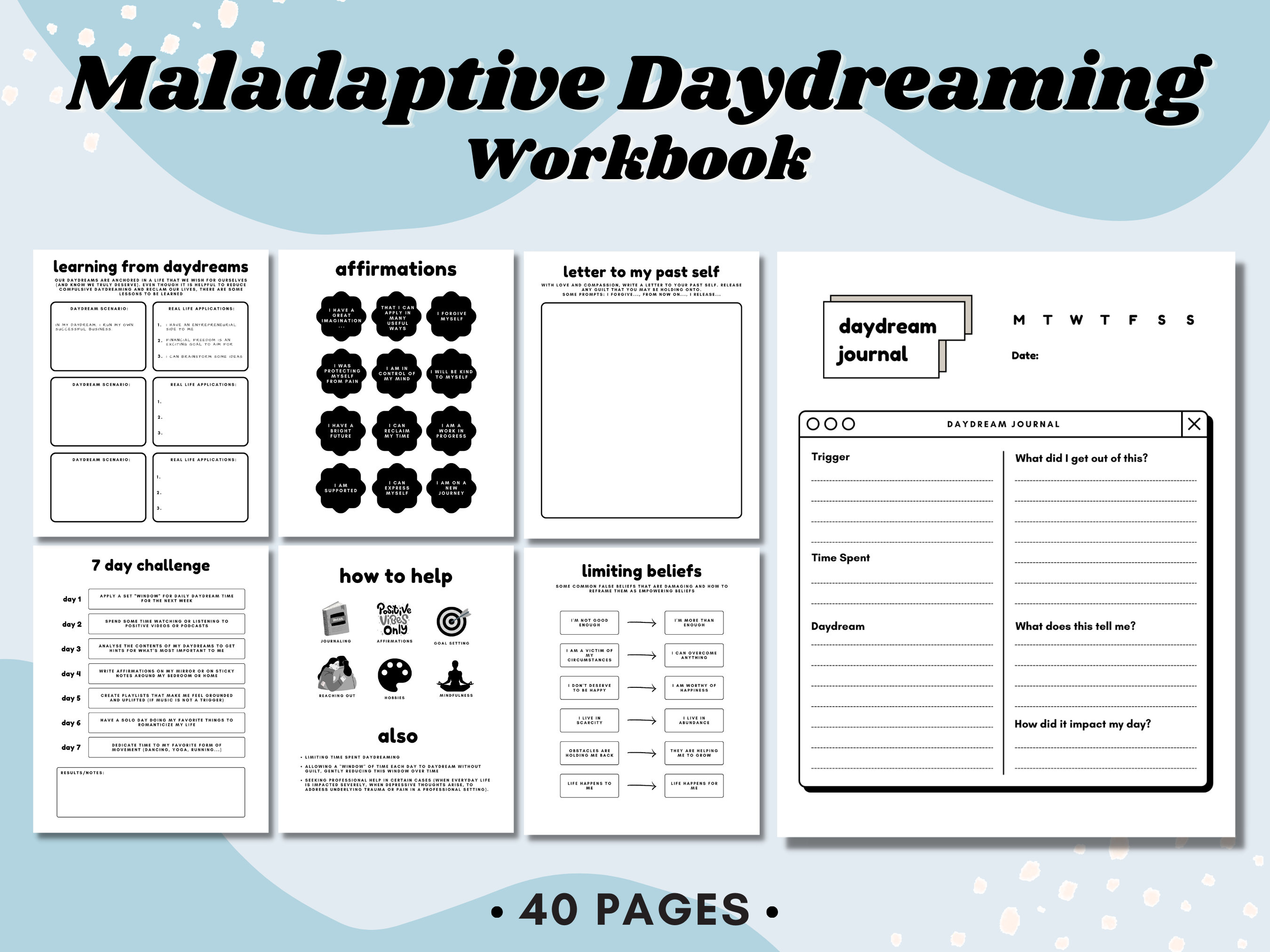 Maladaptive Daydreaming Worksheets, Workbook, Trigger Journal, Therapy ...