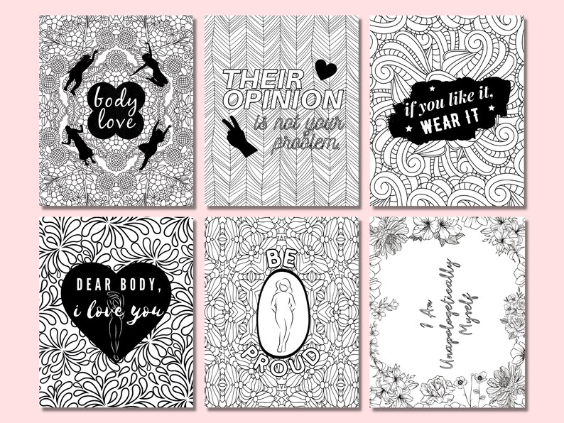 Body Positivity Coloring Pages, Body Image, Body Acceptance, Mental ...